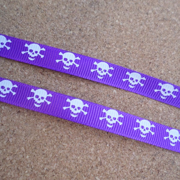 3m Ribbon - Printed Grosgrain - 9mm - Skull &am... - Folksy