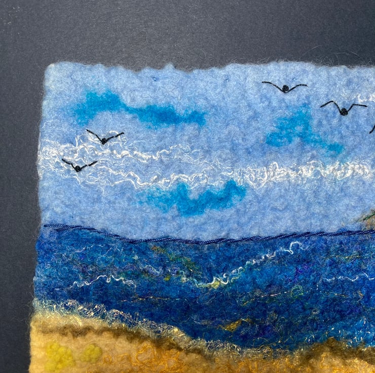 Coastal landscape, seascape, wet felted picture... - Folksy