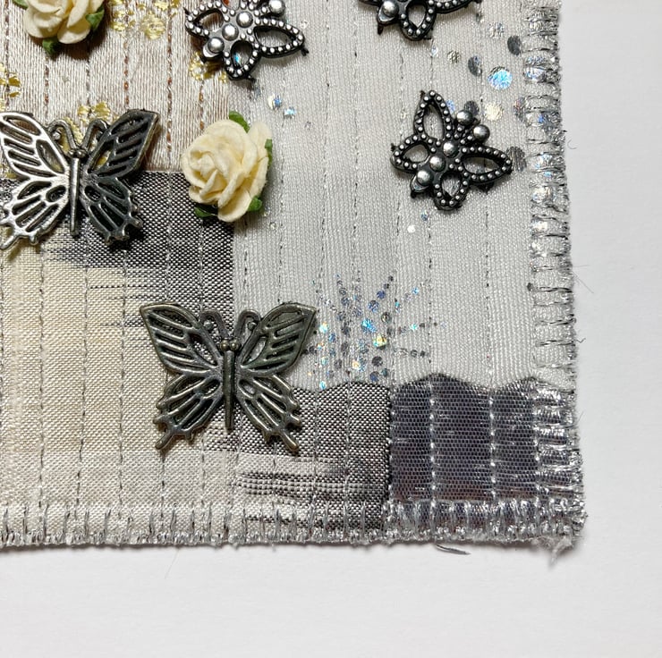 Miniature butterfly picture with quilted patchw... - Folksy