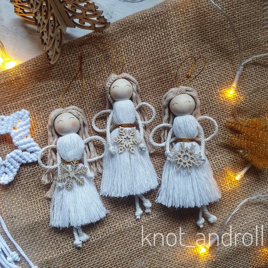 Macrame angel tree decorations cord wings - Folksy