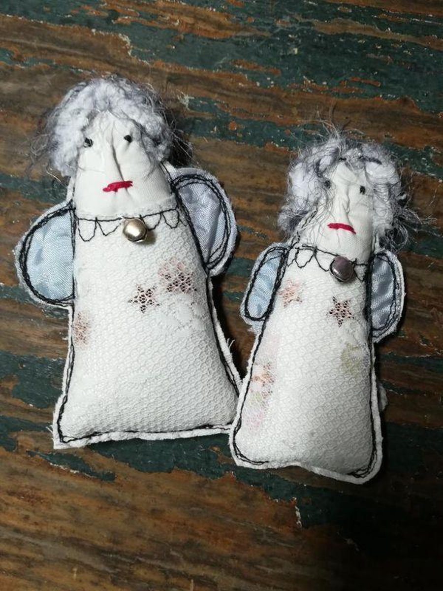 Vintage linen art doll angels, heirloom textile... - Folksy