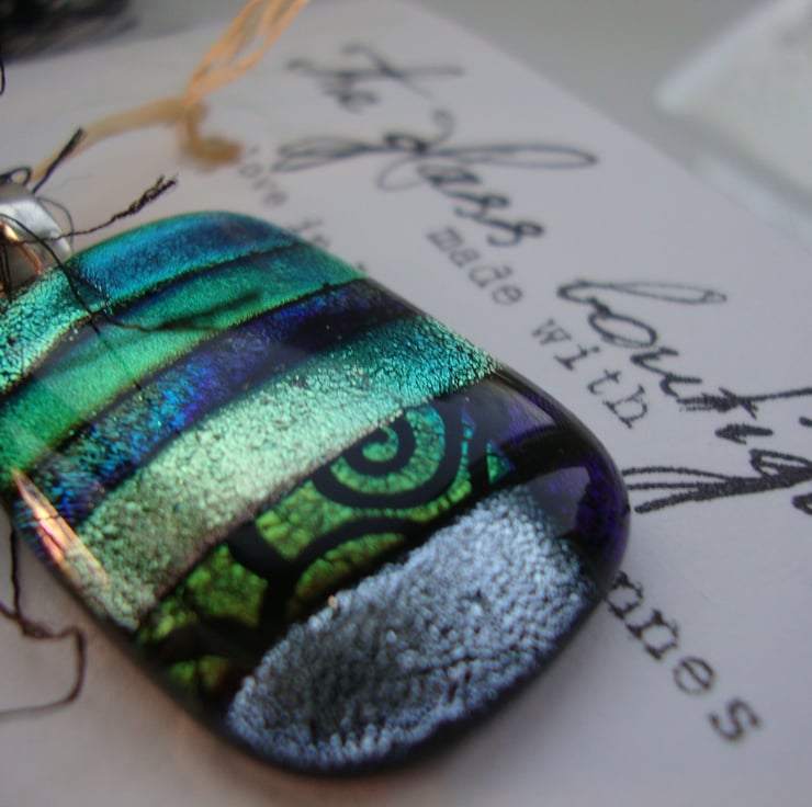 fused glass dichroic pendant - Folksy