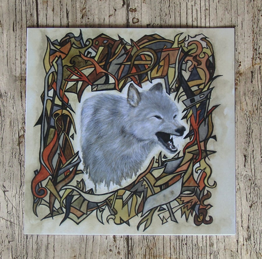 Guardian, Wolf Artwork Greeting Card - Folksy