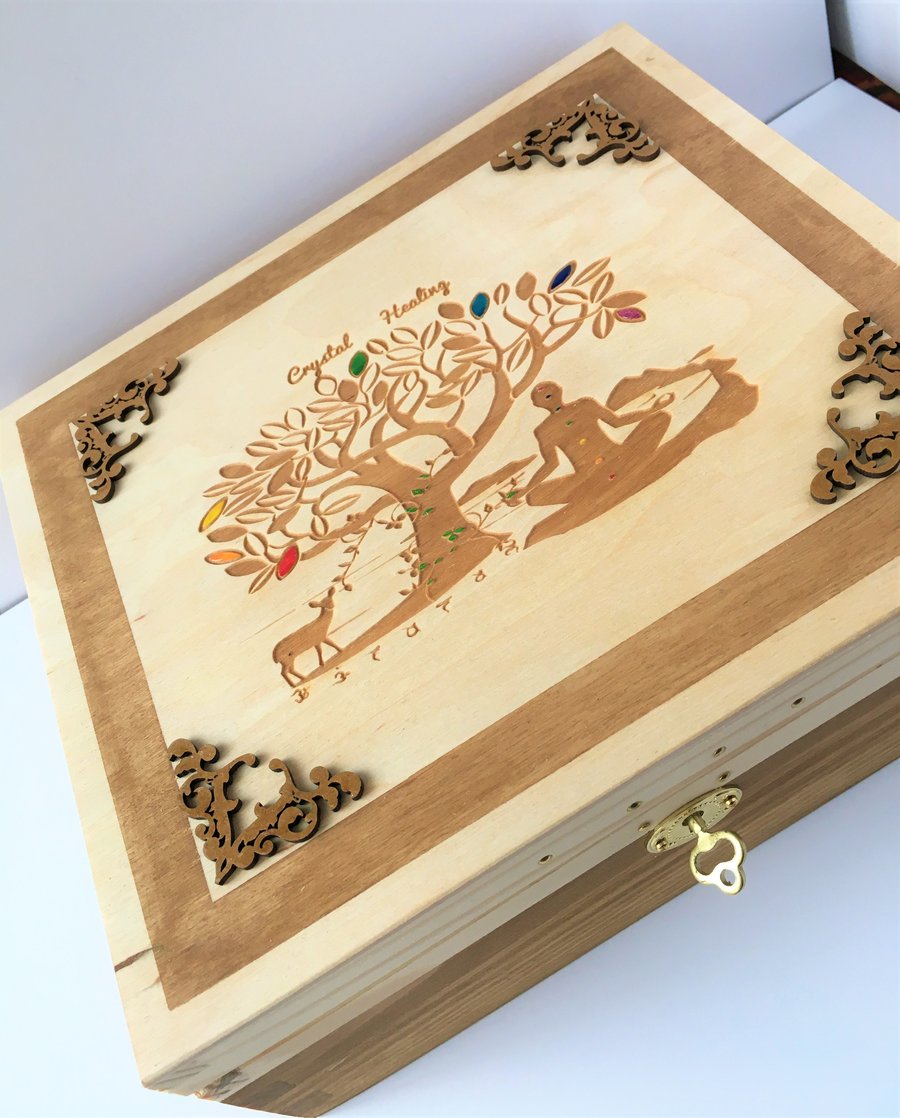 LOCKABLE CRYSTAL HEALING storage Box. Engraved ... - Folksy