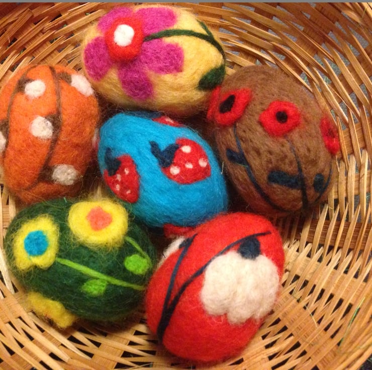 Set of 6 Felted Easter Eggs, Needle Felt Easter... - Folksy