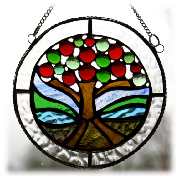 Apple Tree Suncatcher Stained Glass Ring Fruit - Folksy