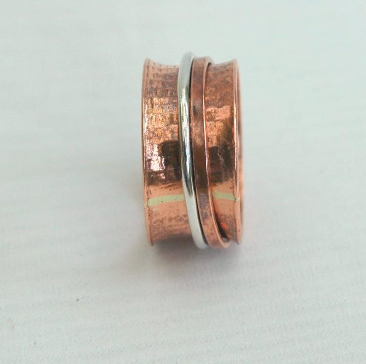 Copper and Sterling Silver Spinning Ring with T... - Folksy