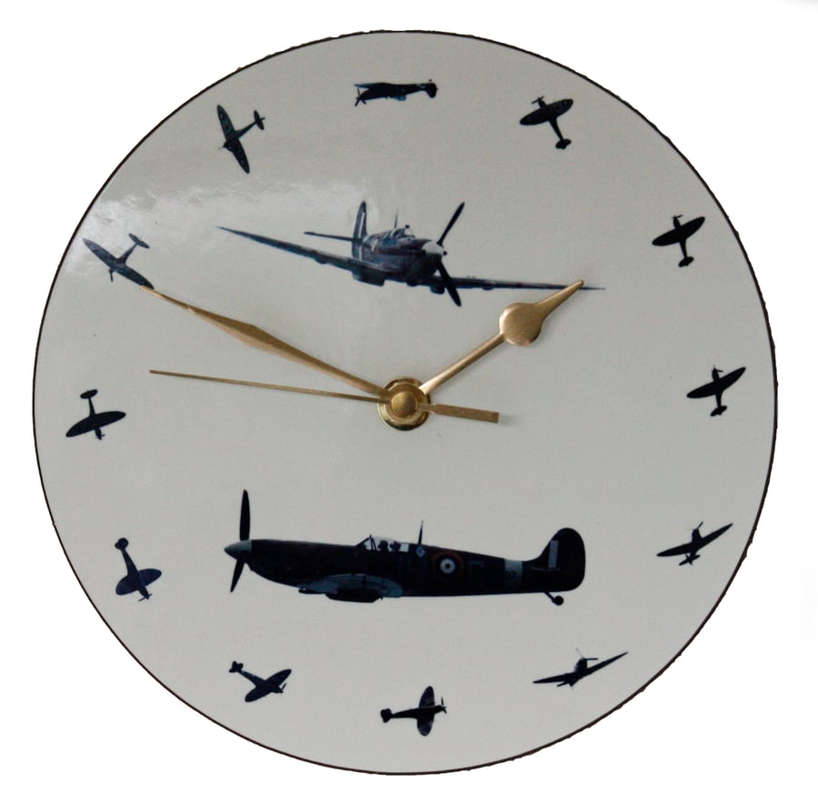 Spitfire Wall Clock 19cm diameter from original... - Folksy