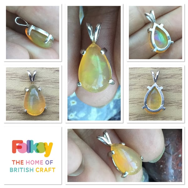 Prestige Mexican Fire Opal Pendant with Sterlin... - Folksy