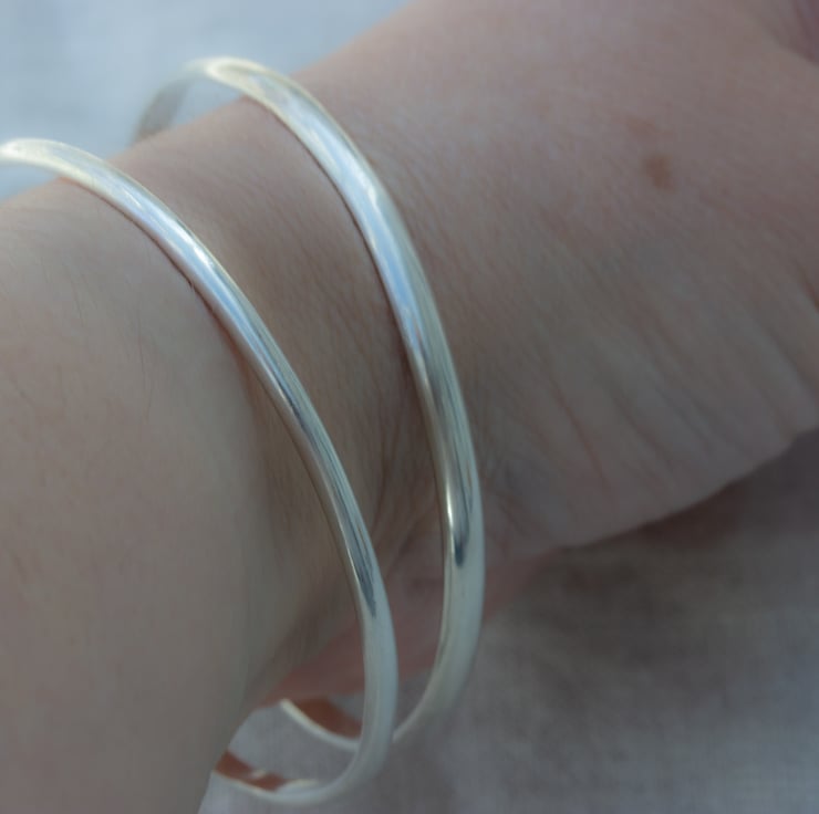 Recycled Sterling Silver Solid Bangle, Hallmarked - Folksy