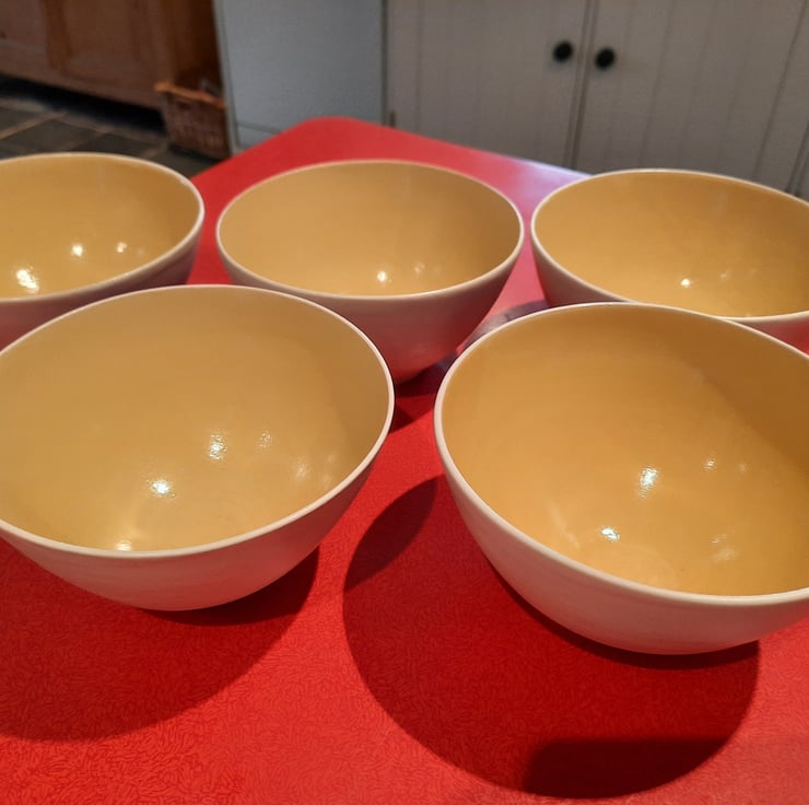 YELLOW CERAMIC CEREAL BOWLS - Folksy