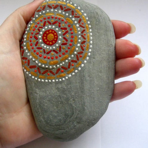 Hand painted large stone/paperweight (19) - Folksy