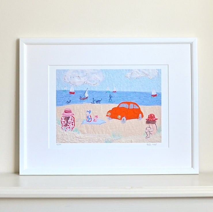 Beach Beetle - seaside car print by Heidi Meier - Folksy
