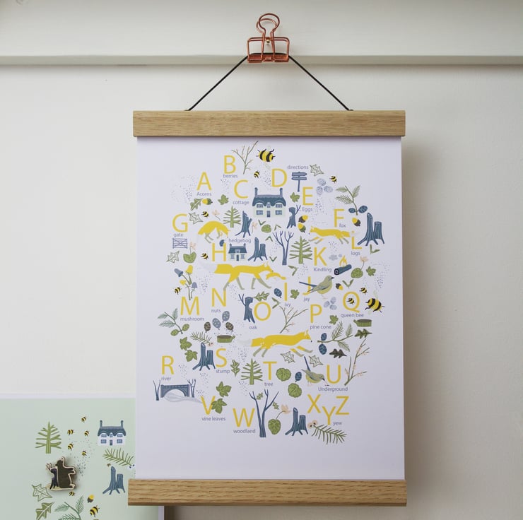 Woodland animals ABC Poster - Folksy