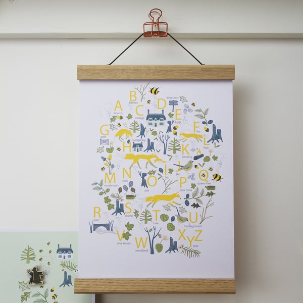 Woodland animals ABC Poster - Folksy