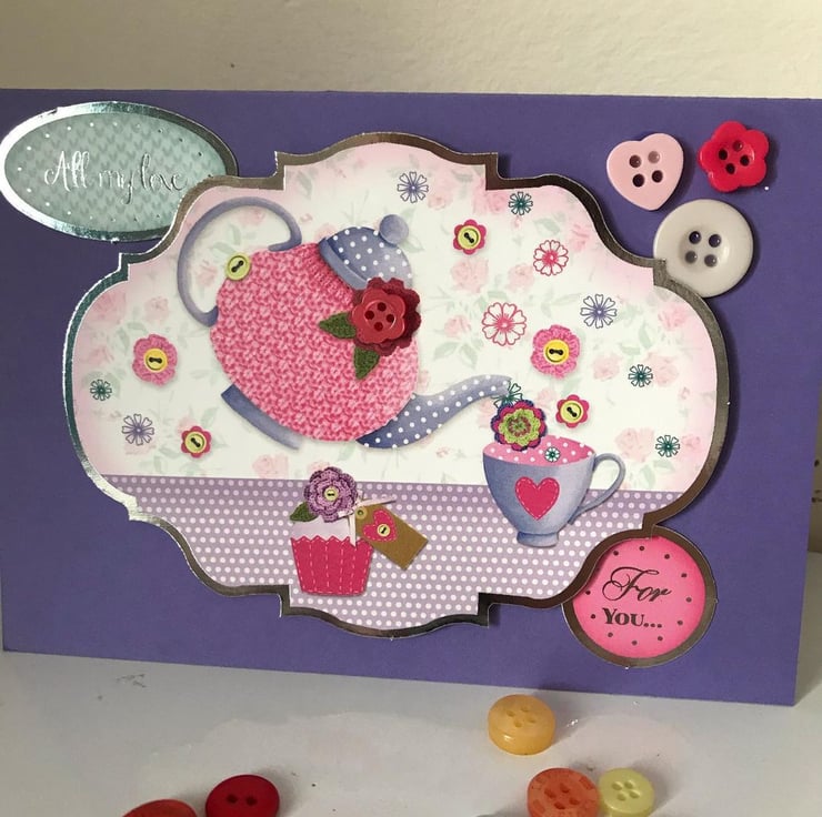 Set of 6 Button Cards and 10 Button Gift Tags - Folksy