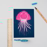 Jellyfish Greeting Card - cute sea creature, pi... - Folksy