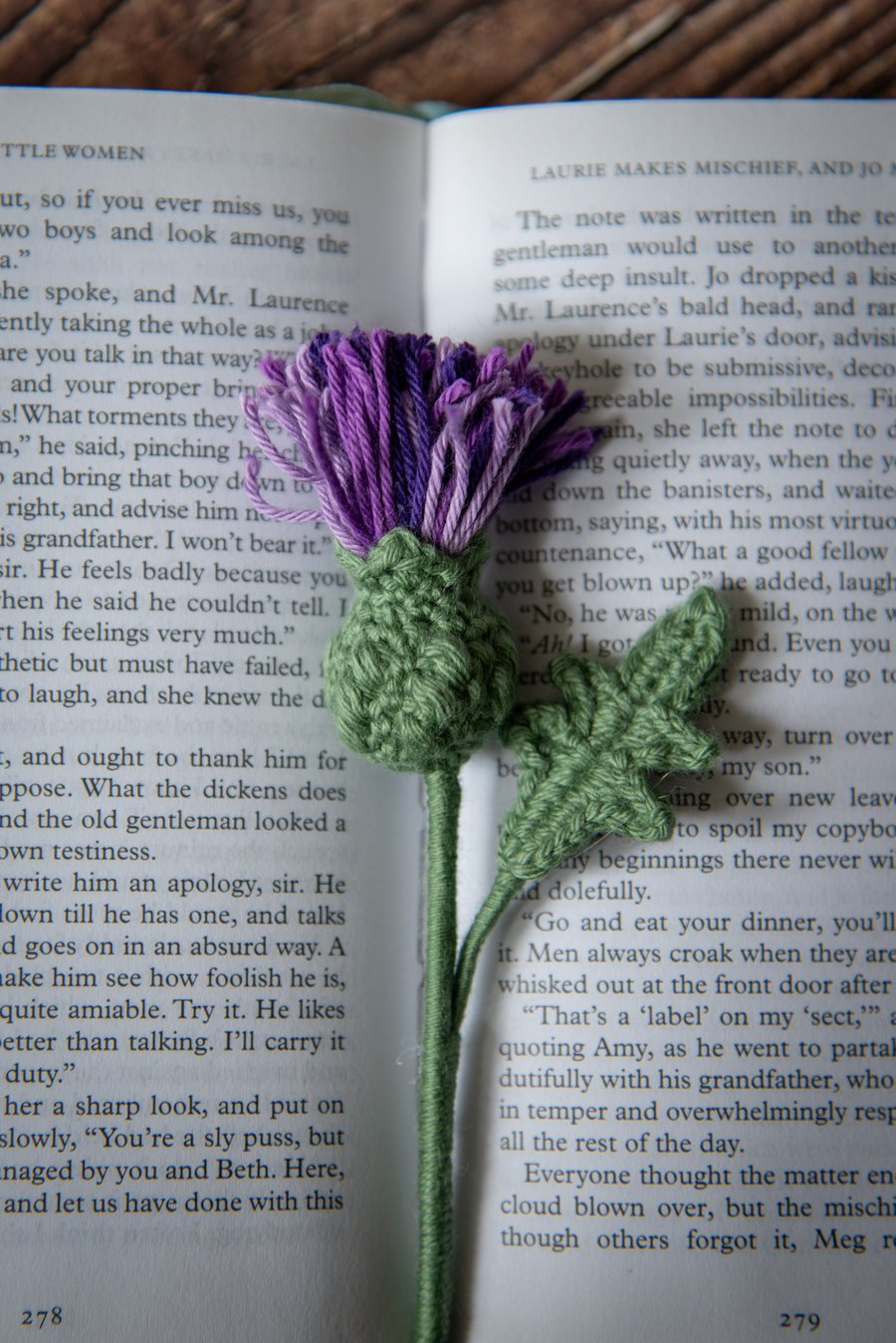 Thistle Flower Crochet Bookmark (purple colour ... - Folksy