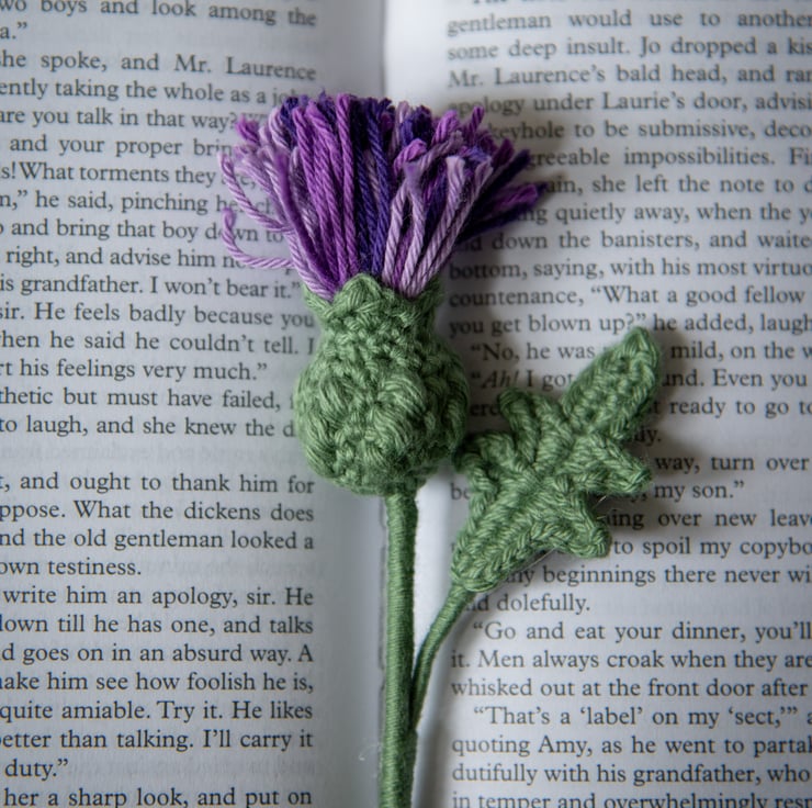 Thistle Flower Crochet Bookmark (purple colour ... - Folksy