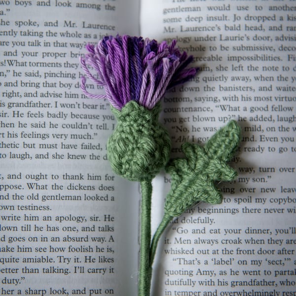Thistle Flower Crochet Bookmark (purple colour ... - Folksy