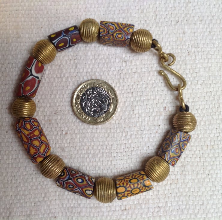 Unusual man's bead bracelet with new brass and ... - Folksy