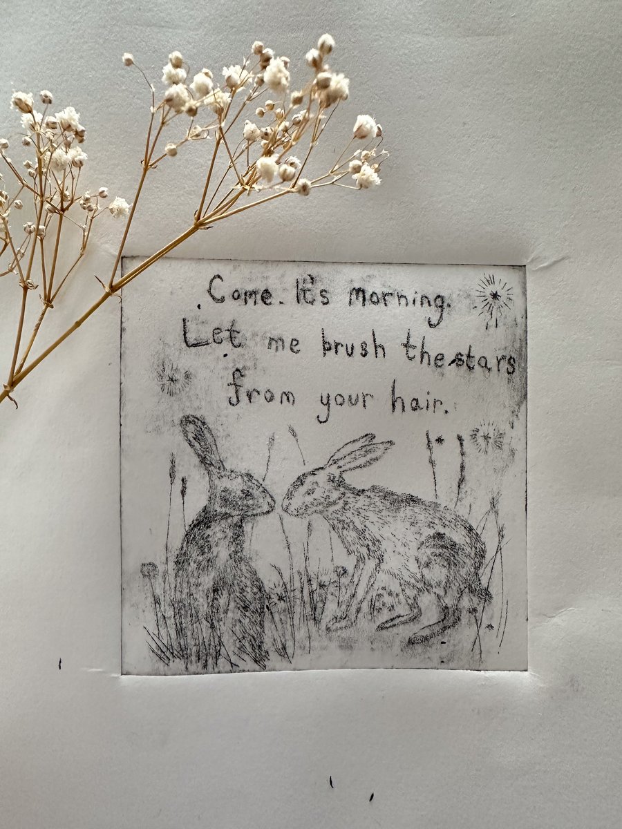Hares Drypoint Print - Folksy