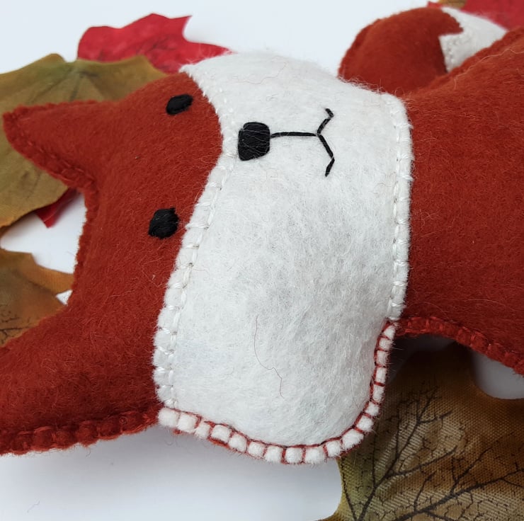 Woodland Fox, hand embroidered felt fox, fox ha... - Folksy