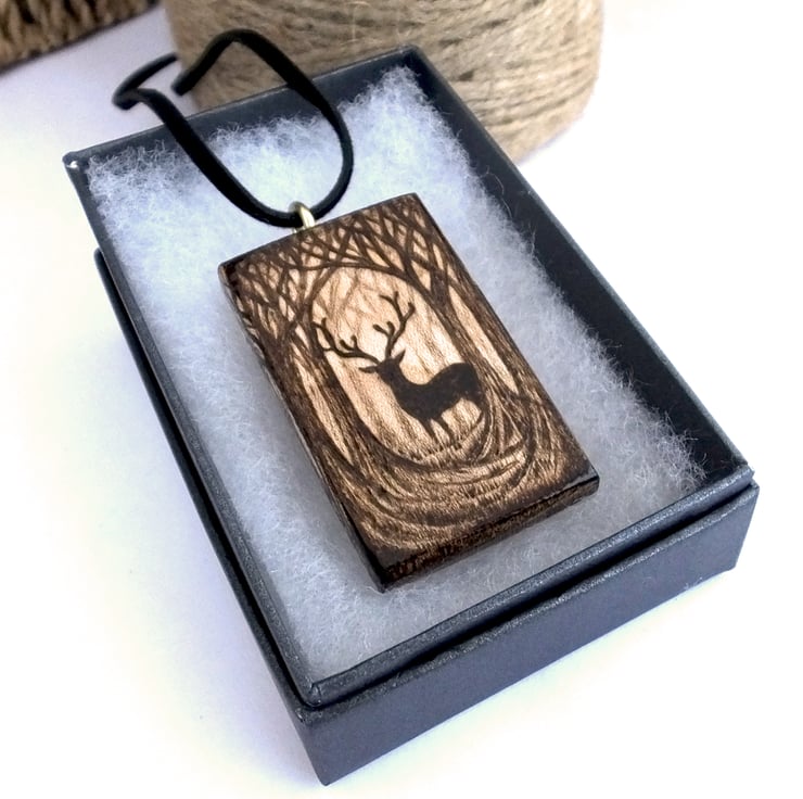 Woodland stag, chunky wooden pyrography deer pe... - Folksy