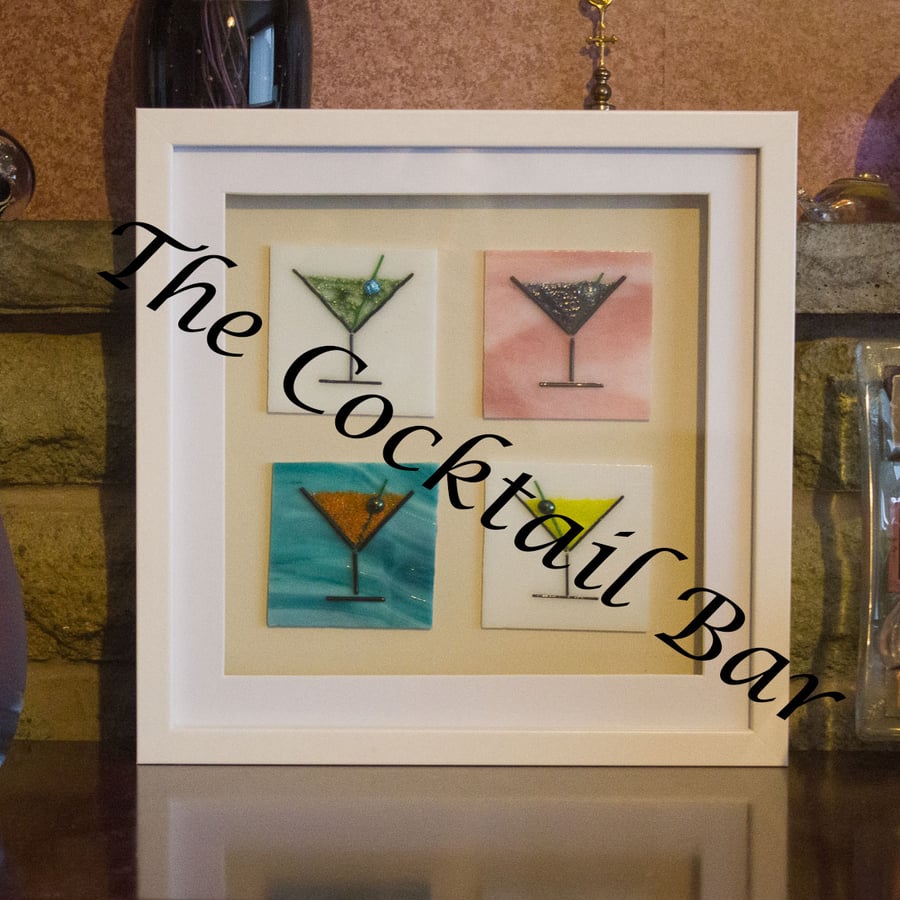 'The Cocktail Bar' - Framed Fused Glass Plaque ... - Folksy