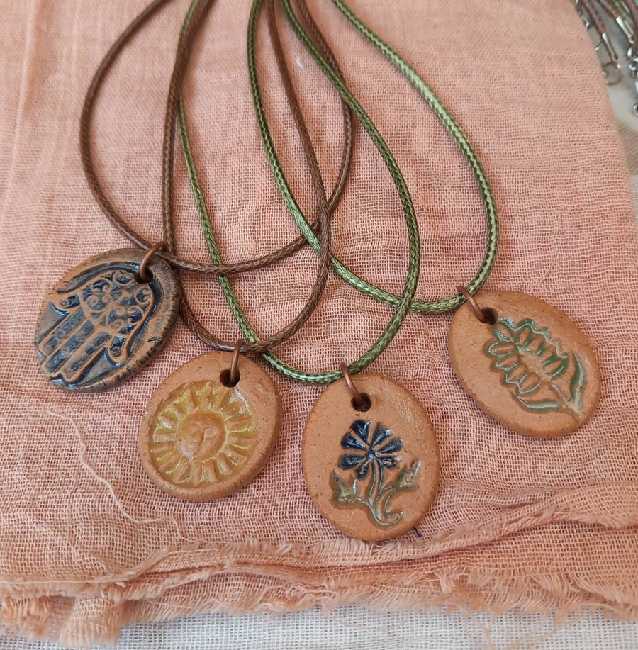 Unisex Natural wild clay handmade ceramic necklace - Folksy