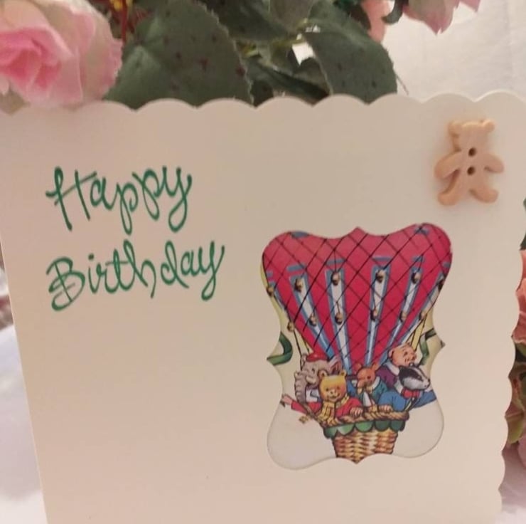 Rupert Bear handmade birthday card made with up... - Folksy