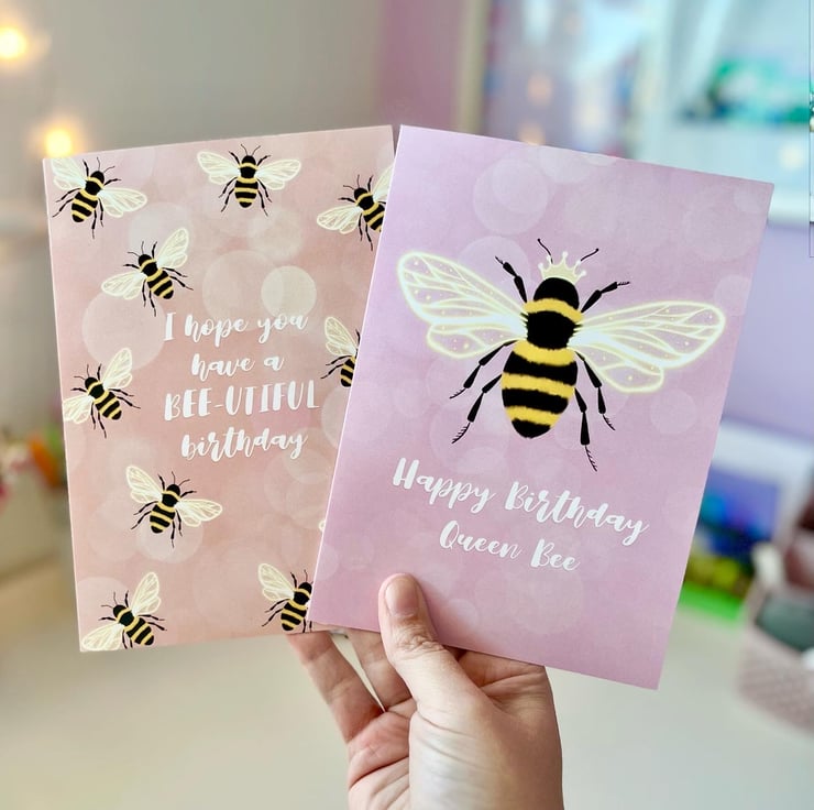 Happy Birthday Queen Bee Card - Folksy