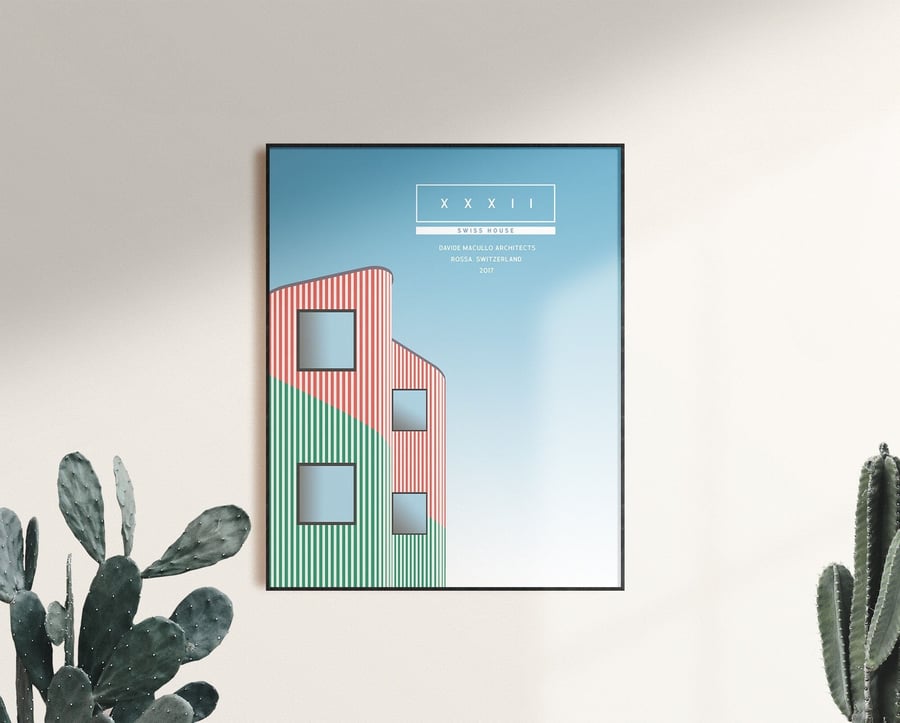 Fine Art Print, Modern Architecture, Swiss House - Folksy