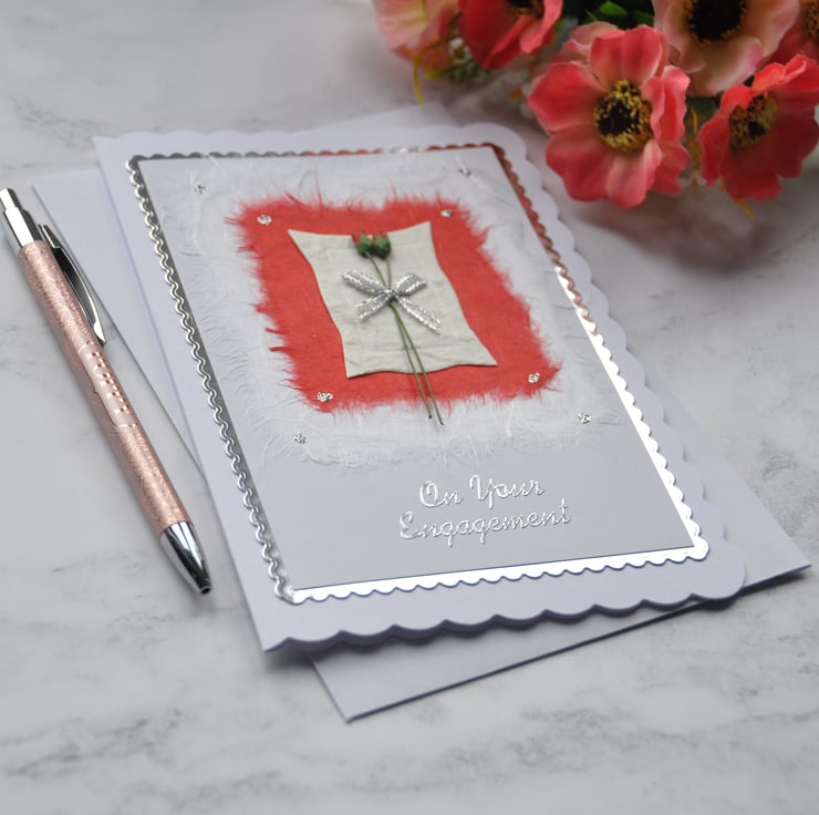 3D Luxury Handmade Card On Your Engagement Two ... - Folksy