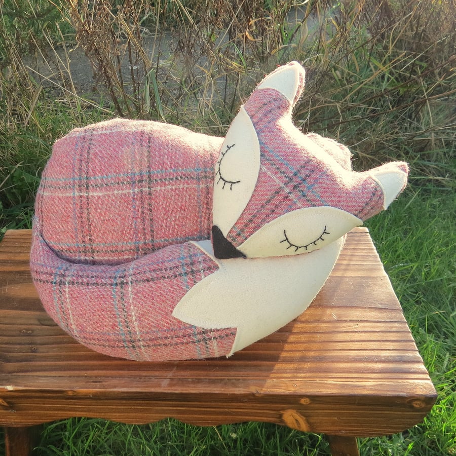 A snoozy fox doorstop, made from tactile tartan... - Folksy
