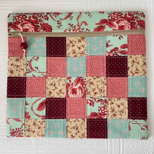 Quilted patchwork project bag for cross stitch,... - Folksy