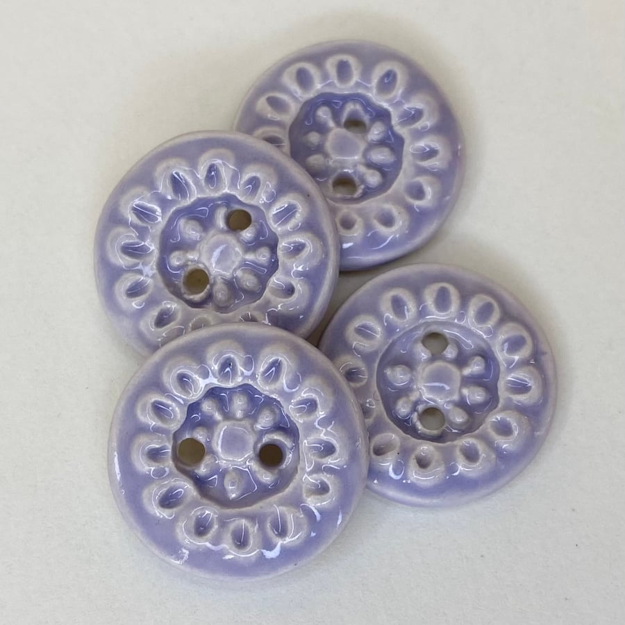 Set of four handmade ceramic buttons lilac - Folksy