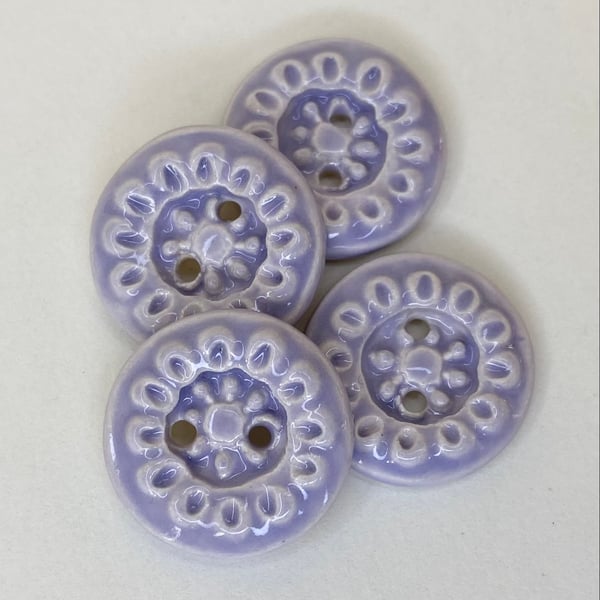 Set of four handmade ceramic buttons lilac - Folksy