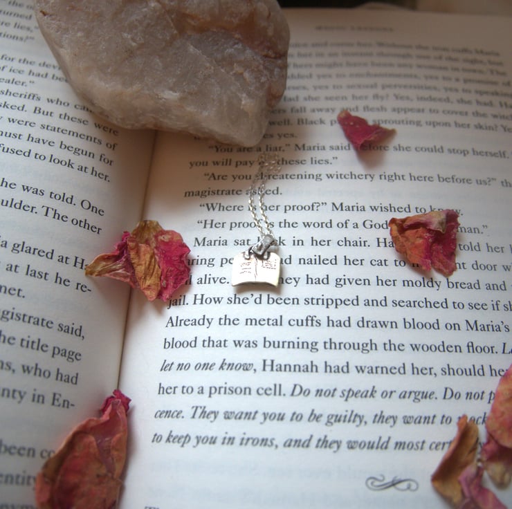 Tiny Silver Book Necklace - Folksy