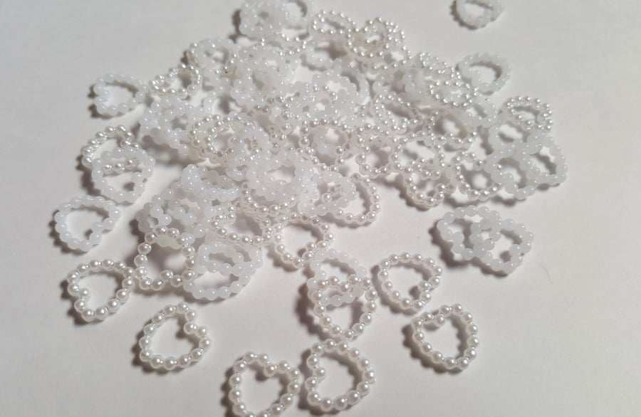 50 x Acrylic Pearl Flatbacks - Heart - 10mm - W... - Folksy