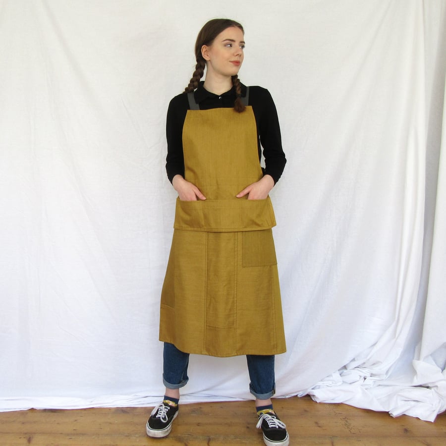 One-Of-A-Kind Denim Patchwork Work Apron Pieced... - Folksy