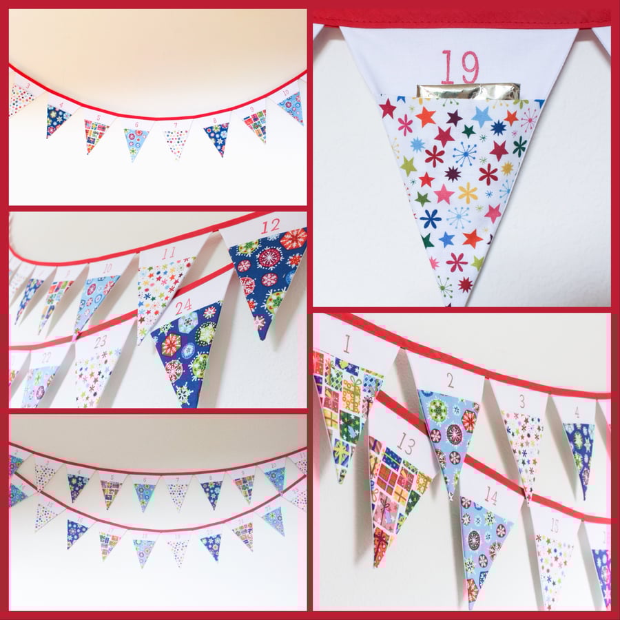 Pocketed Advent Calendar Bunting - Folksy