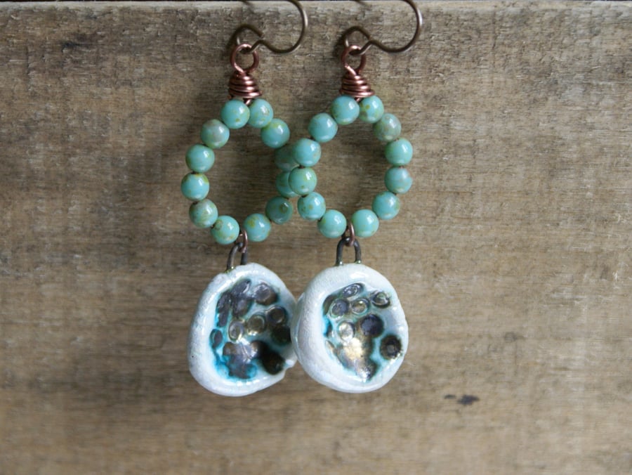 Rustic Turquoise Drop Earrings - Folksy