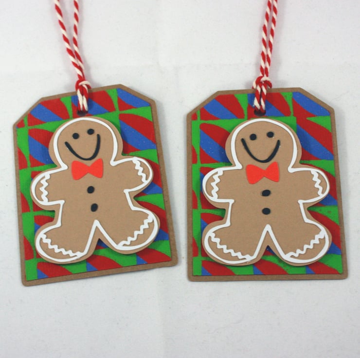 Handmade Christmas gift tags - gingerbread men ... - Folksy