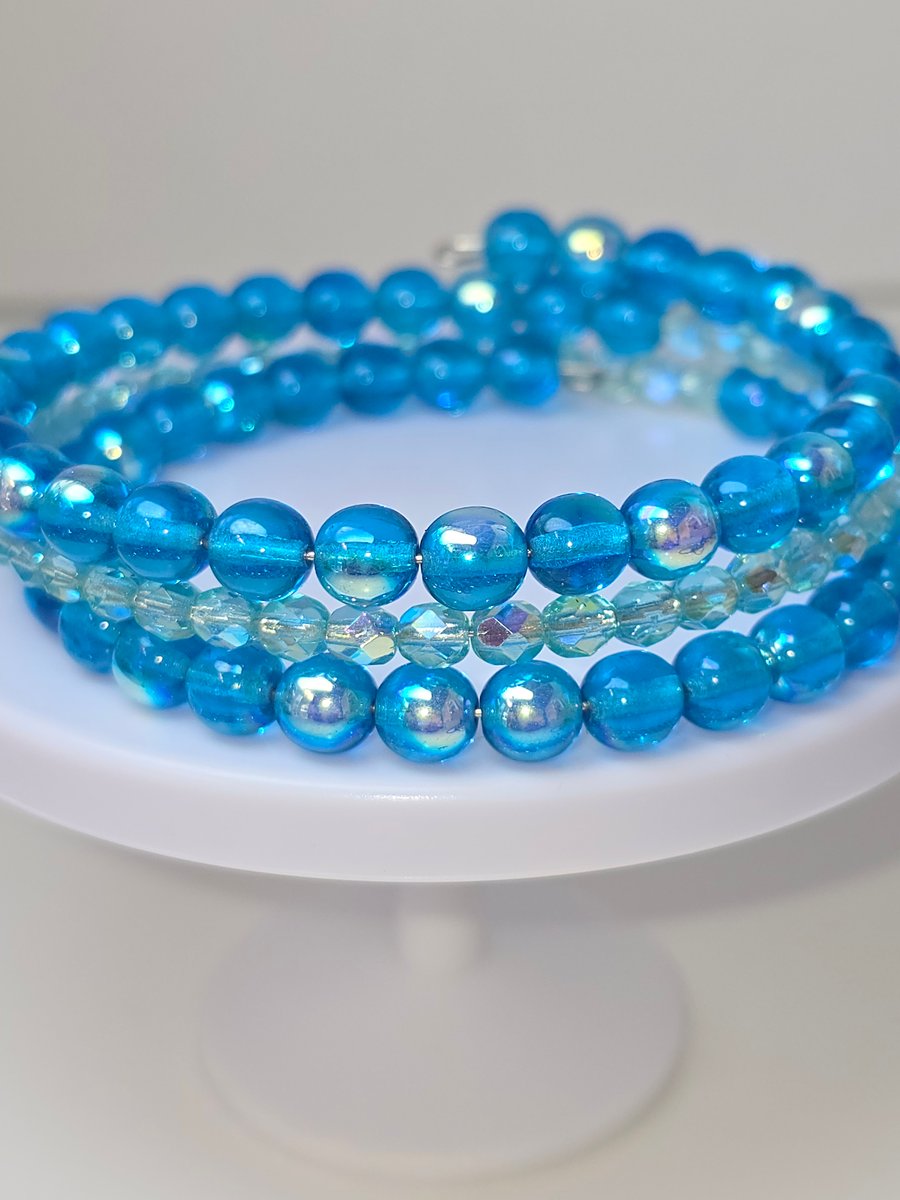 Light blue memory wire bracelets - Folksy