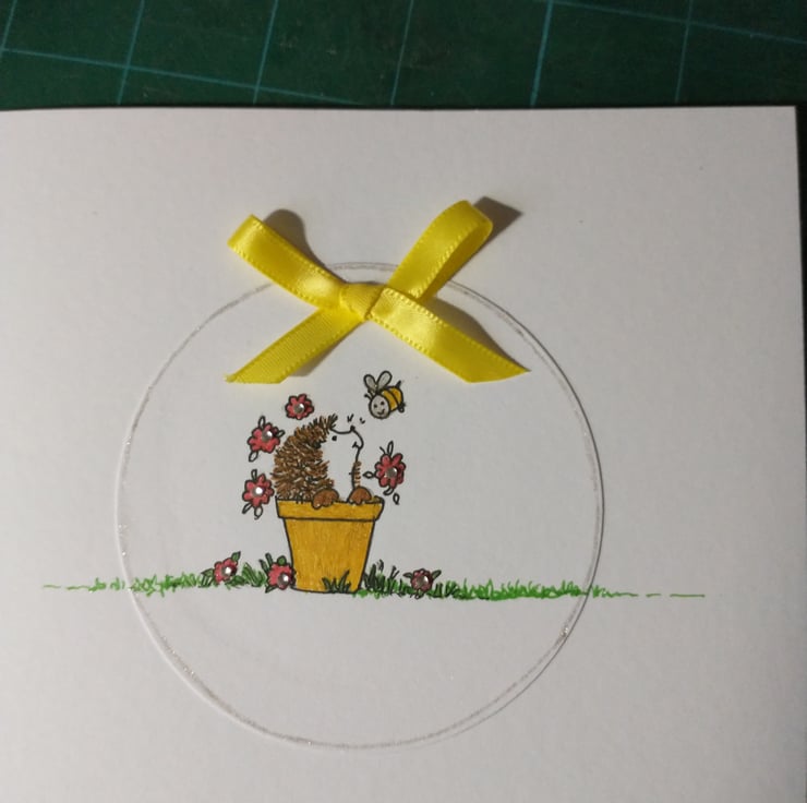 Cute in hedgehog in a pot birthday card - Folksy