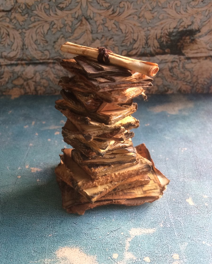 Miniature Book, Map and Paper Tower. OOAK - Folksy