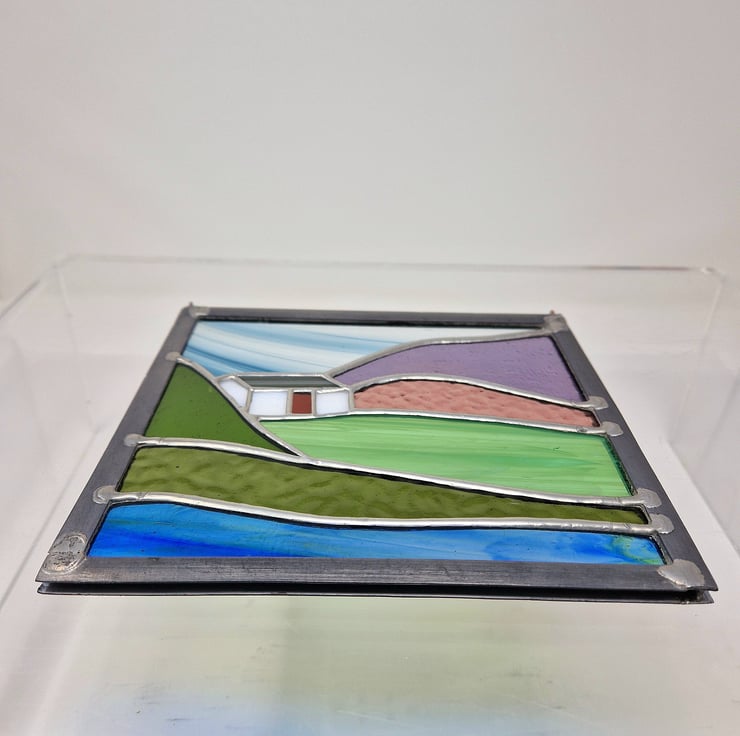 Stained glass Scottish mountain bothy landscape... - Folksy