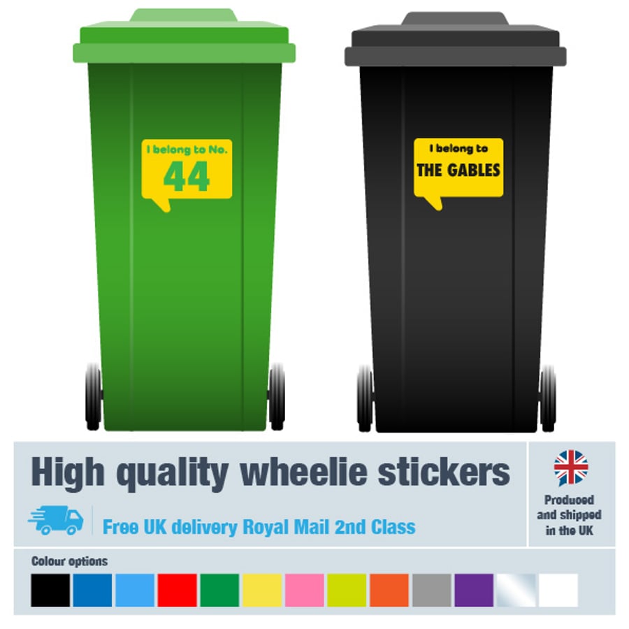 Wheelie bin stickers labels decals with house n... - Folksy