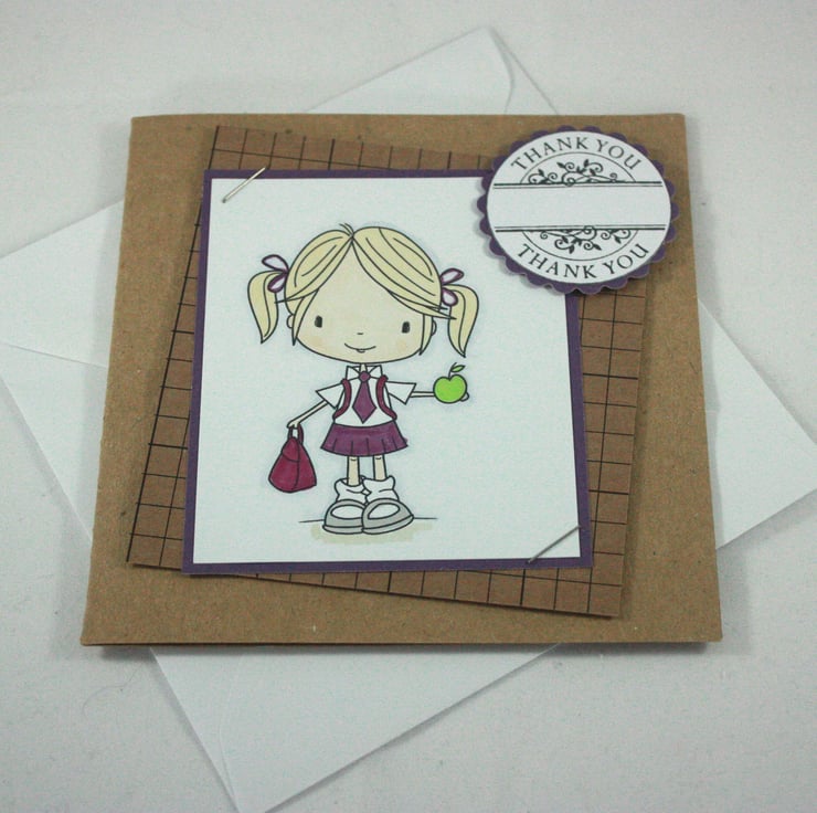 Square kraft thank you teacher card - ready to ... - Folksy